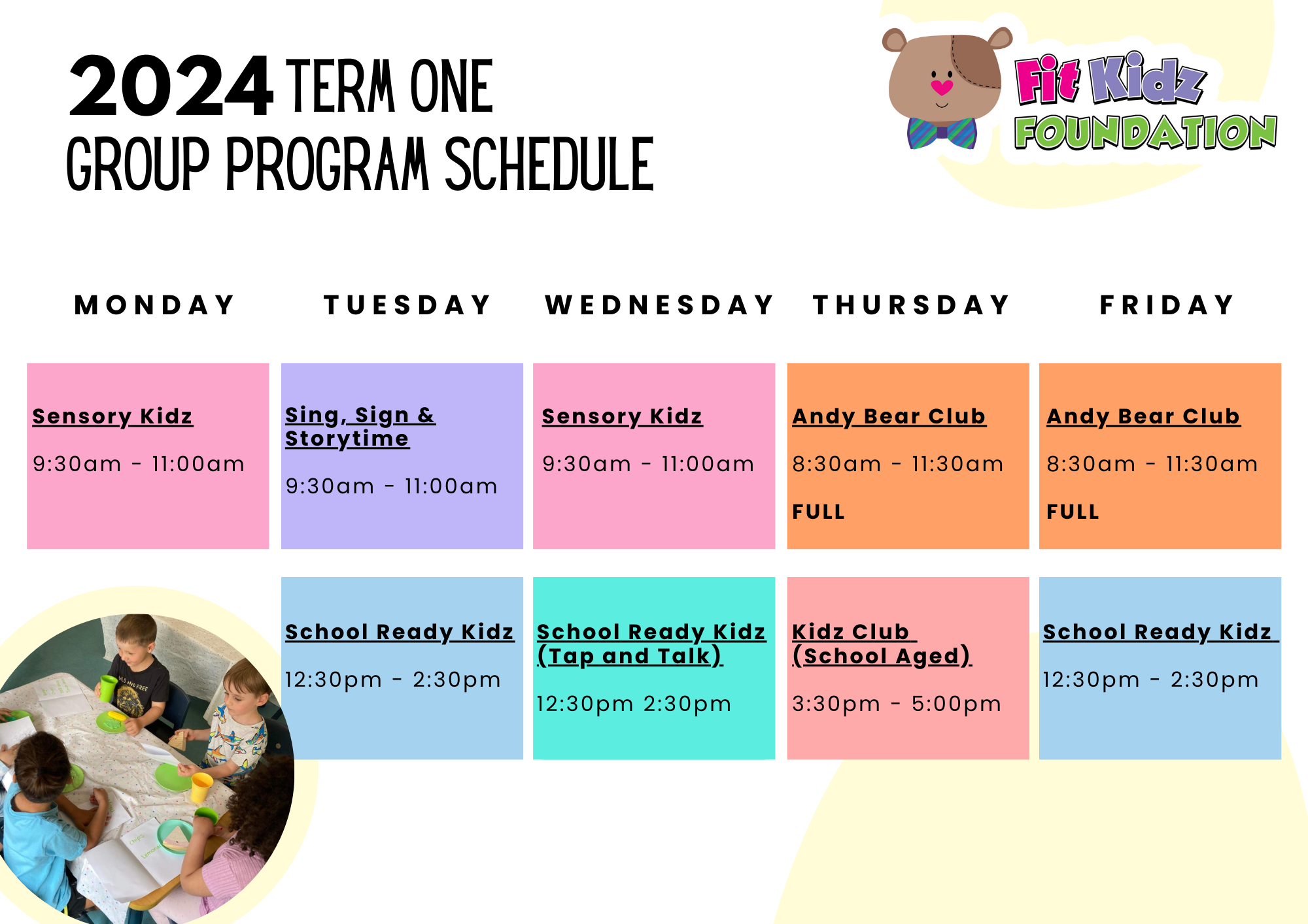 Group Program Timetable, Term One 2024 - Stronger Together Foundation